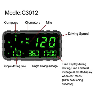 Kingneed C3012 HUD Speedometer Odometer Compass Head Up Display GPS Digital Display Big Fonts Univsersal for All Cars Truck Bus Vehicles New