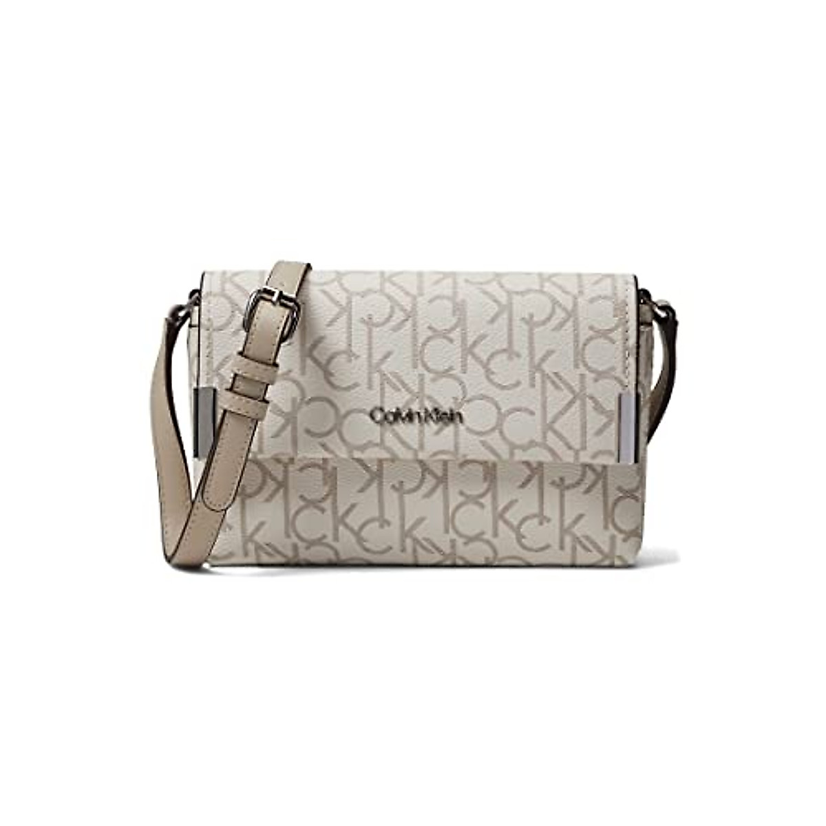 Calvin Klein Key Item Flap Signature Crossbody Vanilla/Khaki/Mushroom PROCESSING PROCESSING