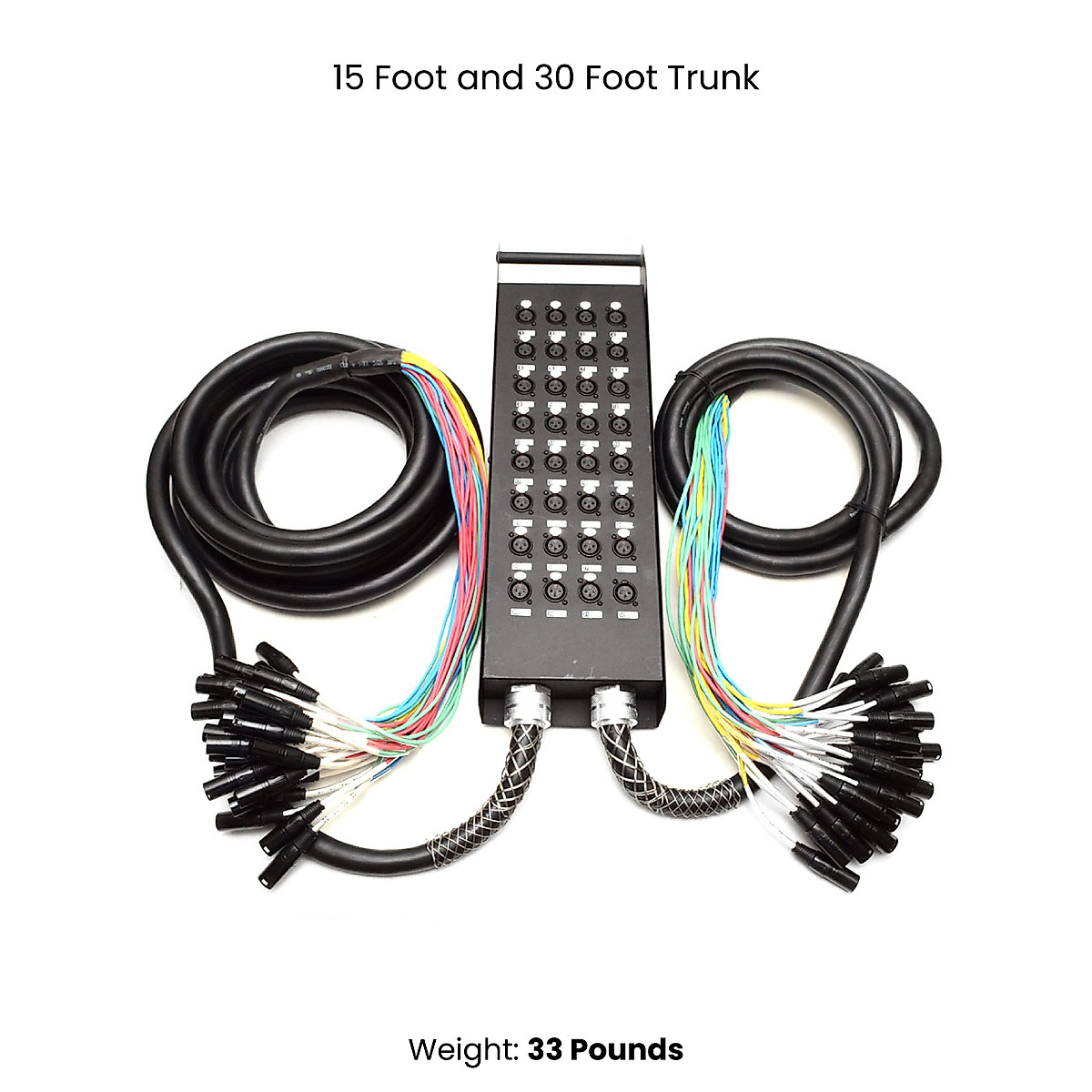Seismic Audio - New 32 Channel XLR Send Splitter Snake Cable with Box - Two Trunks 15' and 30' Fantails - Pro Audio Stage, Studio, Road Split Y Extension Cables