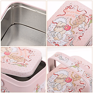 Cabilock Box Small Metal Tin Coffee Canister Container Storage Tin Tie Blind Small Clay Pots for Plants Retro Decor Coin Cookie Jars Storage Case Biscuit Tinplate Organizer