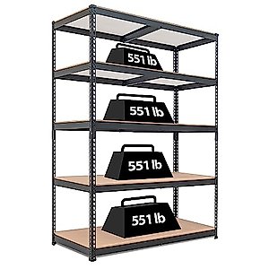 HOMEDANT Z-beam 5 Tier Laminated Heavy Duty Garage Storage Adjustable Wide Size Metal Shelving Unit Utility Rack Shelves Organization Multipurpose Shelf Shed Warehouse 47.7"W x 24.1"D x 71.3"H 1Pack