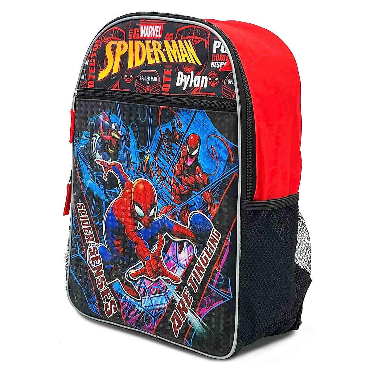 DIBSIES Personalized Spider Superhero Backpack, Lunch Bag, Carabiner Clip, and Character Keychain
