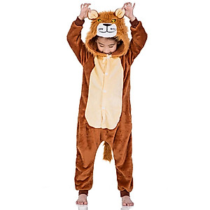 yolsun Kids Lion Animal Halloween Costume, Deluxe Kids Onesie Dress up for Boys&Girls