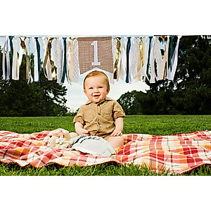 1st Birthday Banner For Baby, AULEGE First Birthday High Chair Banner, Party Theme Pull Flag for Baby 1st Birthday Party Supplies, Coral Pink