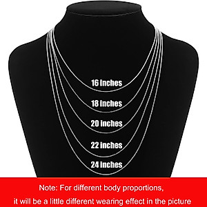 Matoa Solid 925 Sterling Silver Italian 1mm Box Chain Necklace for Women, Super Thin & Strong Necklace Chain 22 Inch