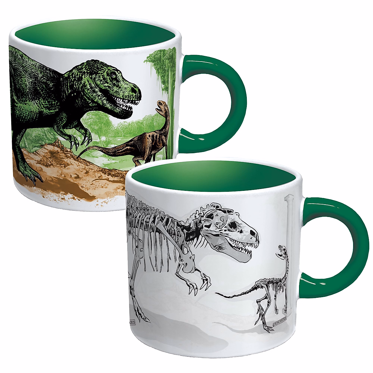The Unemployed Philosophers Guild Disappearing Dino Mug - Heat Sensitive Color Changing Coffee Mug - Add Hot Liquid and Watch Dinosaurs Turn to Fossils