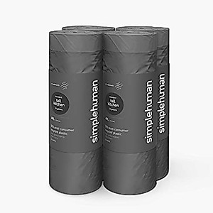 simplehuman Extra Strong Odor-Absorbing Tall Kitchen 13 Gallon Drawstring Trash Bags, 50% PCR content, 80 Count