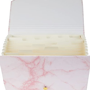 Paper Junkie Expanding Folder with 13 Pockets for Files, School and Office Supplies, Pink Marble (Letter Size, 13 x 9.5 x 1.7 in)