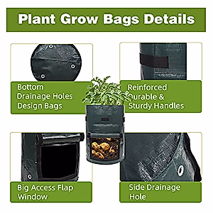 2-Pack 10 Gallon Garden Potato Grow Bags with Flap and Handles Aeration Fabric Pots Heavy Duty