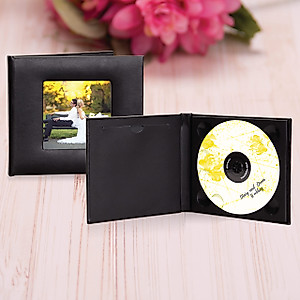 Black Leatherette Deluxe Single CD/DVD Holder with 3" x 3" Photo