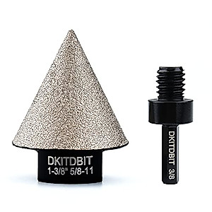 Diamond Beveling Chamfer Bit 1-3/8 Inch (35mm) Countersink Drill Bits with 5/8-11 Thread to 3/8” Hex Shank Adapter for Angle Grinder & Drill Enlarging Trimming Holes in Porcelain Ceramic Granite Tiles
