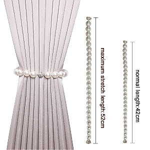 Canjuxk Magnetic Curtain Tiebacks, 4 Pack Pearl Drapery Tie Backs Weave Holder for Window Draperies Hold Curtains Drape Ties Backs Holdback, Bedroom Home Decor