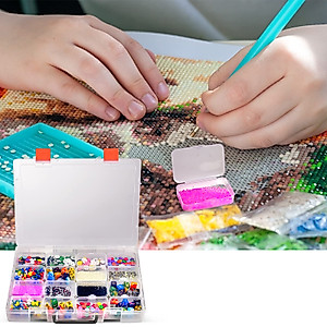 Diamond Painting Storage Containers, Diamonds Art Accessories Kit Tools Case for 5D Art Embroidery, 16 Jewelry Bead Organizer Storage Jars for DIY Gem, Nail Craft & Glitter Rhinestones-Box Only