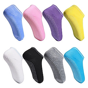 SAIJINZHI 8pairs Unisex Non Slip Grip Socks with Cushion for Pilates Yoga Socks,Socks With Grippers for Women Pilates Socks With Grips (Fabric, Multicolor)