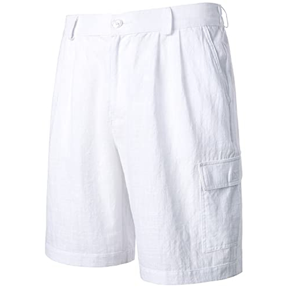 JOTOOK Men's Cotton Linen Shorts Casual Elastic Waist Shorts Summer Beach Shorts with Pocket Fashion Style Shorts 3X-Large White