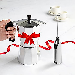 Primula Stovetop Espresso Maker and Handheld Electric Milk Frother Gift Set, Moka Pot for Classic Italian and Cuban Coffee, Cafetera, 6 Espresso Cups, Silver