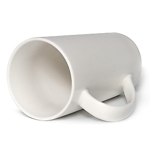 20 Ounces Large Coffee Mugs, Smilatte M007 Plain Tall Ceramic Cup with Handle for Dad Men, Set of 2, White