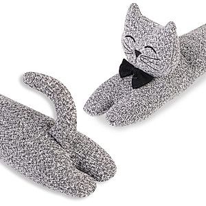 CERAYOU Cat Fabric Under Door Draft Stopper, 3LB Heavy Duty Decorative Soundproof Door Draft Blocker, 34 Inch Animal Energy Saving Draft Guard, Gentleman