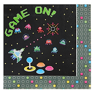 Juvale 144-Piece Retro Video Game Party Supplies - Includes Plates, Napkins, Cups, and Cutlery for Arcade Birthday Party Decorations (Serves 24)