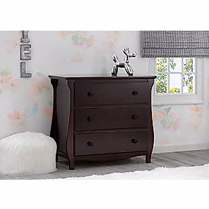 Delta Children Lancaster 3 Drawer Dresser with Changing Top, Greenguard Gold Certified, Dark Chocolate