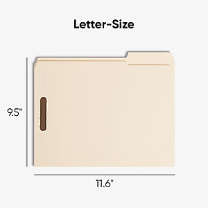 Smead Fastener File Folder, 2 Fasteners, Reinforced 1/3-Cut Tab, Letter Size, Manila, 50 per Box (14537)