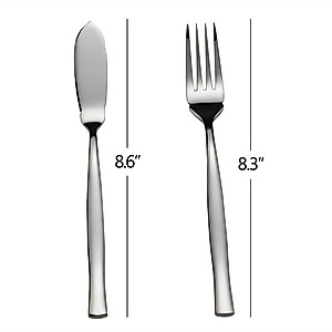 Idomy 8-Piece Stainless Steel Fish Forks Fish Knives, Fish Serving Fork and Fish Serving Knife