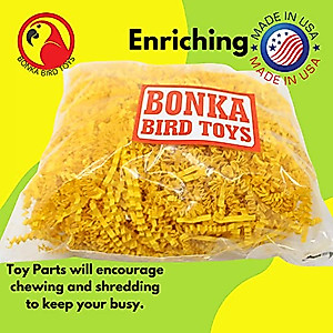 Bonka Bird Toys Colored Crinkle Shred Paper Chew Forage Nesting Natural Multi-Use Craft Part Projects Cockatiels Parakeets Conures Amazons and Other Similar Birds (Yellow)