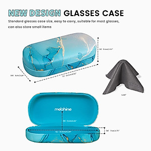 molshine Hard Shell Sunglasses Case,Classic Large Glasses Case for Women Men,Sunglass Eyeglasses (Cyan)