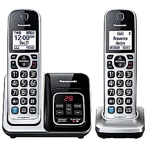 Panasonic Cordless Phone System, Bluetooth Pairing for Wireless Headphones and Smart Call Block and Bilingual Talking Caller ID, 2 Handsets Expandable up to 6 Cordless Handsets - KX-TGD892S (Silver)