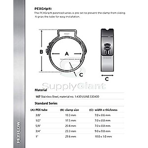 SUPPLY GIANT QYLU-DS34-70 Oetiker Style Pinch Clamps Pex Cinch Rings 1/2 INCH, Stainless Steel Pack of 50