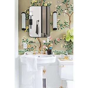 EGHOME Matt Black Rectangle Recessed Bathroom Medicine Cabinet with Mirror Stainless Steel Metal Framed Rounded Rectangular Bathroom Cabinet with Mirror 16.5x27.5''