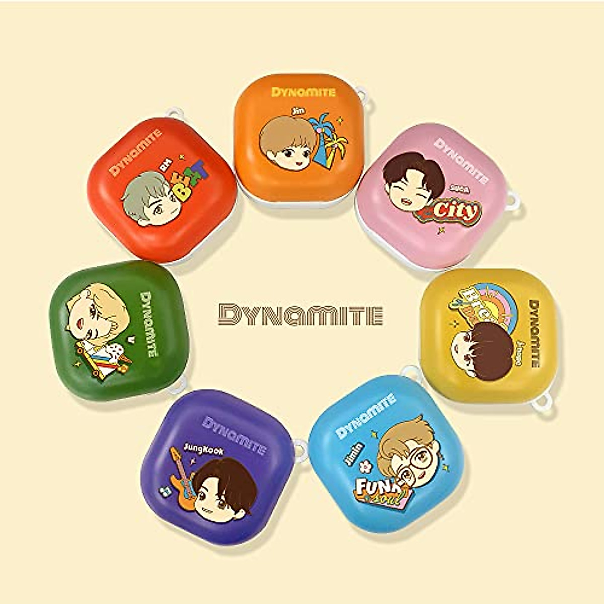 BTS Official TinyTan Dynamite 2D Colorful Series Hard Case for Samsung Galaxy Buds Licensed by Big Hit Entertainment (Jung Kook)