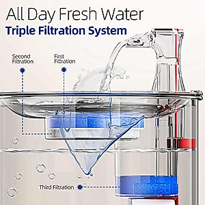 Homtyler Cat Water Fountain, Stainless Steel Inside Ultra-Quiet Pump, 2L/67oz Automatic Dog Dispenser Water Bowl, Multiple Pets Water Fountain