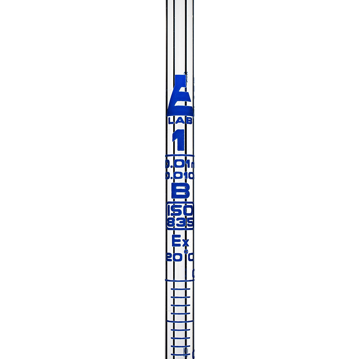 EISCO Serological Pipette, 1ml - Class B, Tolerance ±0.010ml - Blue Graduations - Color Code, Yellow - Calibrated for Delivery to Jet - Borosilicate Glass