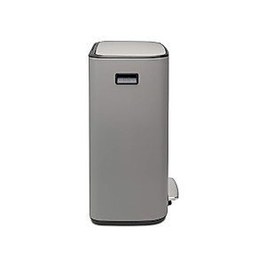 Brabantia Bo Step-On Pedal Trash Can - 16 Gal Inner Bucket (Mineral Concrete Gray) Waste/Recycling Garbage Can, Removable Compartment