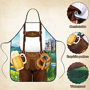 Sintege 2 Pack Oktoberfest Aprons German Apron Lederhosen and Dirndl Apron for Oktoberfest Bavarian Beer Festival Party Decor(Men Style)