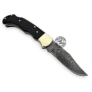 Buffalo Horn 6.5'' 100% Handmade Damascus Steel Folding Pocket Knife 100% Prime Quality
