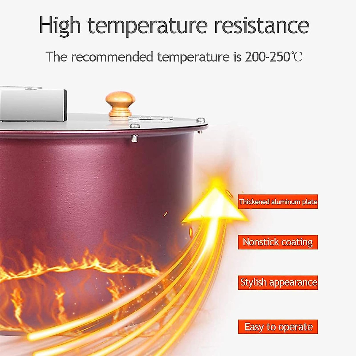Popcorn Maker Manual Stove Top Non-Stick Popcorn Pot, with Anti-Scalding Handle And Detachable Lid, Universal for Gas Induction Cooker