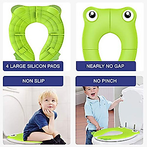 Portable Folding Large Non Slip Silionce Pads Potty Training Seat for Kids Boys & Girls, Foldable Toddlers Toilet Seat, Recyclable Potty Seat Cover for Travel