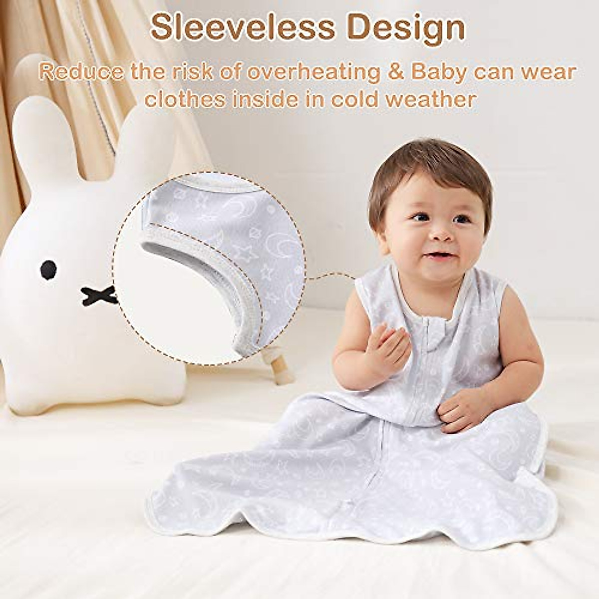 MioRico 1.0 Tog Sleep Sack for Babies 0-6 Months | Lightweight and Soft Wearable Blanket for Babies 3-6 Months | Organic Infant Sleeping Bag with 2-Way Zip