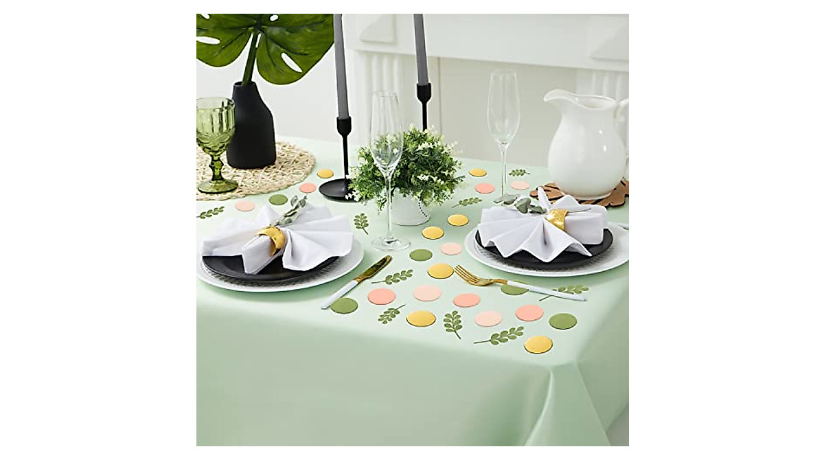 BeYumi 300Pcs Green & Peach Confetti for Weddings & Events