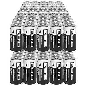 EEMB 100Pack ER34615 D Cell Batteries 3.6V Lithium Battery 19Ah Li-SOCL₂ Non-Rechargeable Battery LS-33600 SB-D02 XL-205F for CNC Machine Tool, Injection Molding Machine,Printing Machine,Meter,Clock