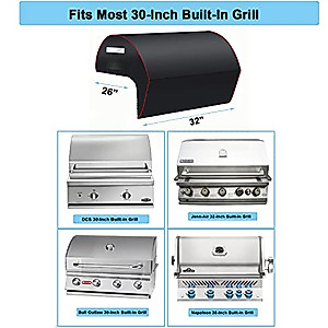 32 inch Built-in Grill Cover for Bull in 45005 30-inch Grill Head Cover for Bull Lonestar 4 Burner Bull Built in Outdoor Bill Outlaw, 87048 Smoker Waterproof Windproof BBQ Grill Top Cover with Handle