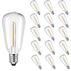 NOTOC LED Replacement Light Bulb,Dimmable Edison Light Bulb Warm White 0.6 watt G40/E12 Screw Base,ST38 LED Shatterproof Bulbs for Indoor/Outdoor Courtyard String Lights, Pack of 15