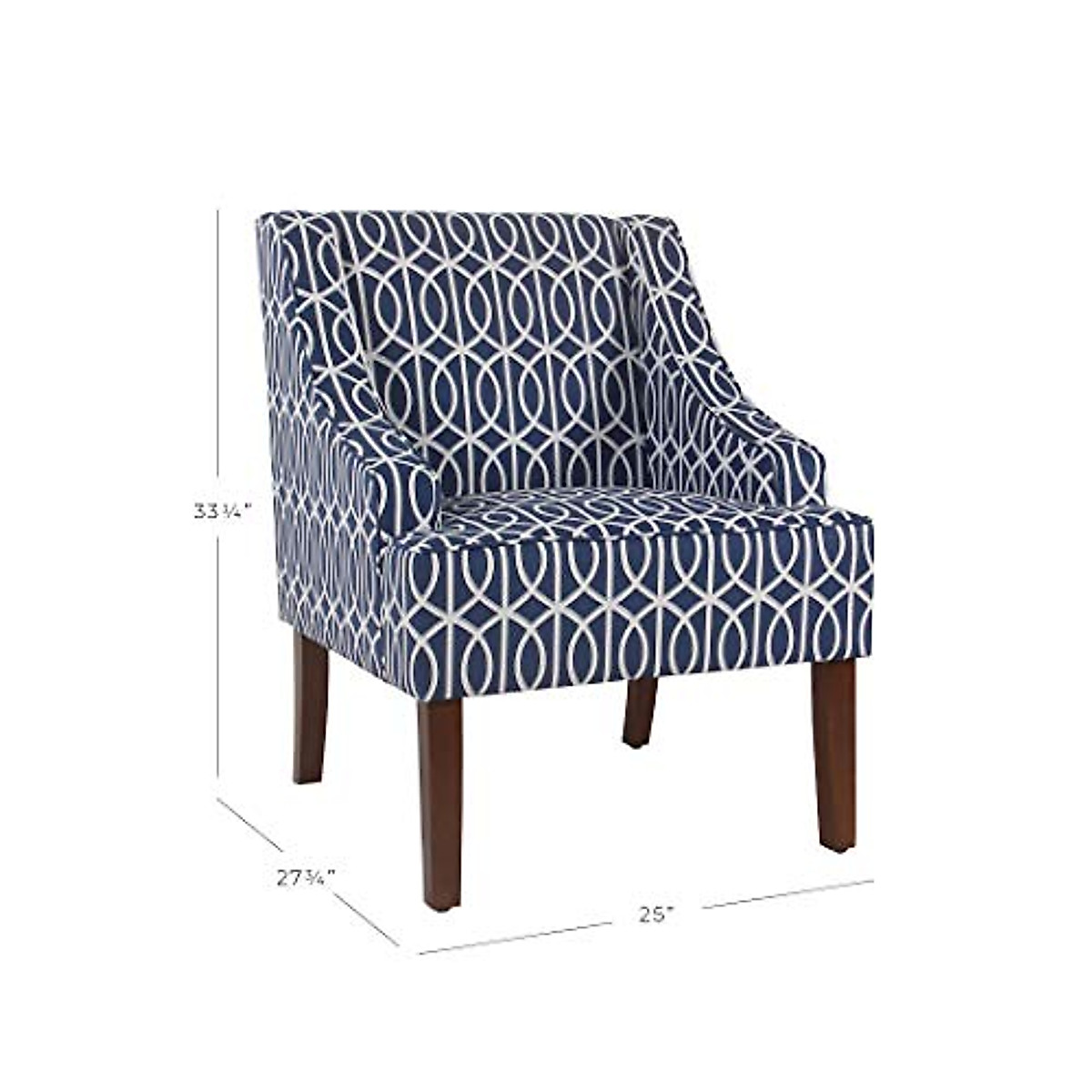 HomePop Velvet Swoop Arm Living-Room-Chairs, Blue Trellis