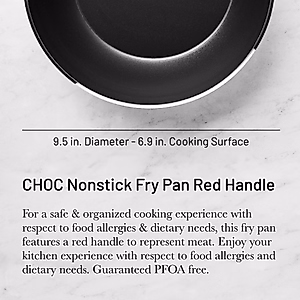 De Buyer CHOC Nonstick Fry Pan - 9.5” - Red Handle for Meat - 5-Layer PTFE Coating - Warp & Scratch Resistant - Made in France