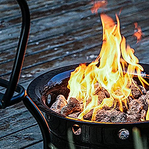 LEISURELIFE Propane Gas Fire Pit for Outdoor Camping Portable Fire Bowl for Outside with Carry Handle Including CSA Regulating Valve &10" Gas Hose (Installed) 18.5" Diameter 58000 BTU/HR Black