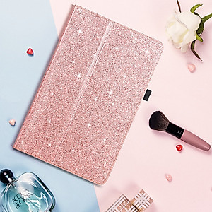 Fingic for Amazon Fire HD 10 Case 2017&2019,for Kindle Fire HD10 2017/2019 Cases,Luxury Sparkly Folio Folding Stand Cover with Holder & Auto Wake/Sleep Smart Case for Fire HD 10 inch Case,Rose Gold