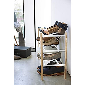 YAMAZAKI home Plain Expandable 3-Tierd Shoe Rack White,