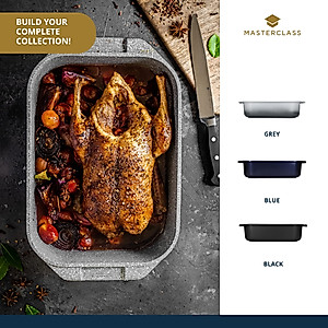 MasterClass Deep Cast Aluminium Roasting Tin, Lightweight Roasting Tray with Handles, Oven and Induction Safe, 41 x 26 cm, Grey Ombre
